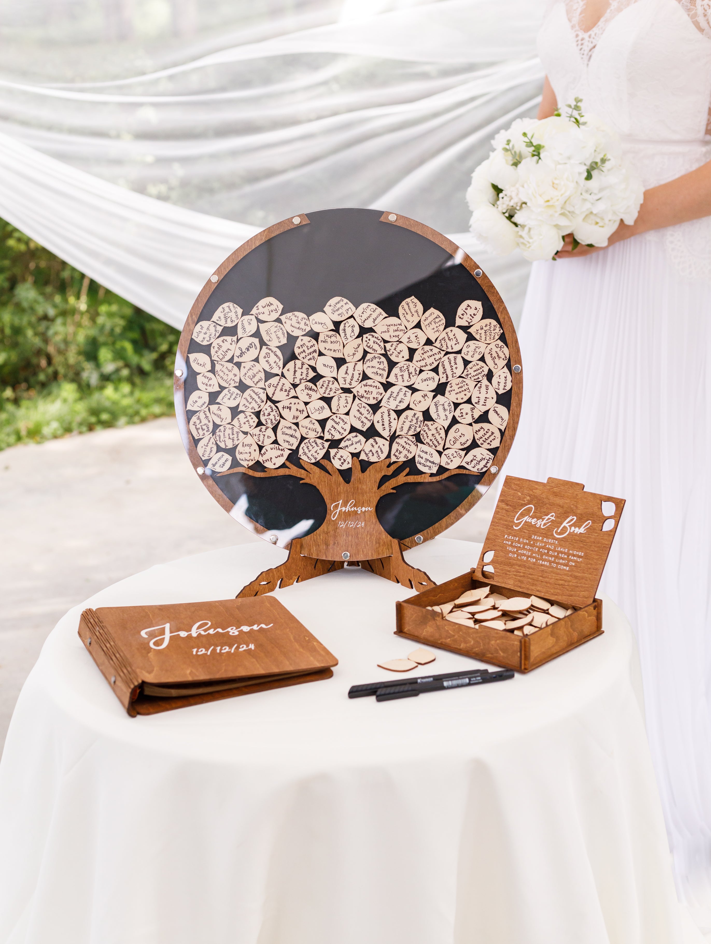 Family Tree Guest Book Wedding - Wedding Guest Book Alternative - Blac