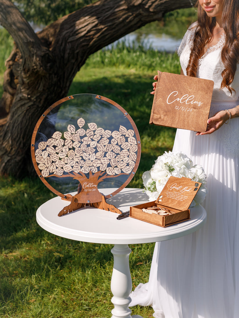 Family Tree Guest Book Wedding - Wedding Guest Book Alternative - Wood