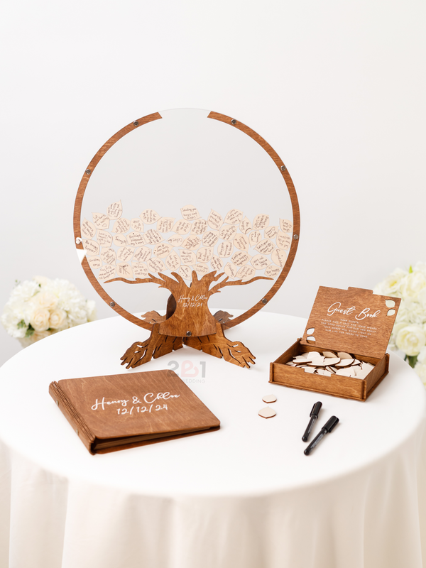 Family Tree Guest Book Wedding - Wedding Guest Book Alternative - Wood