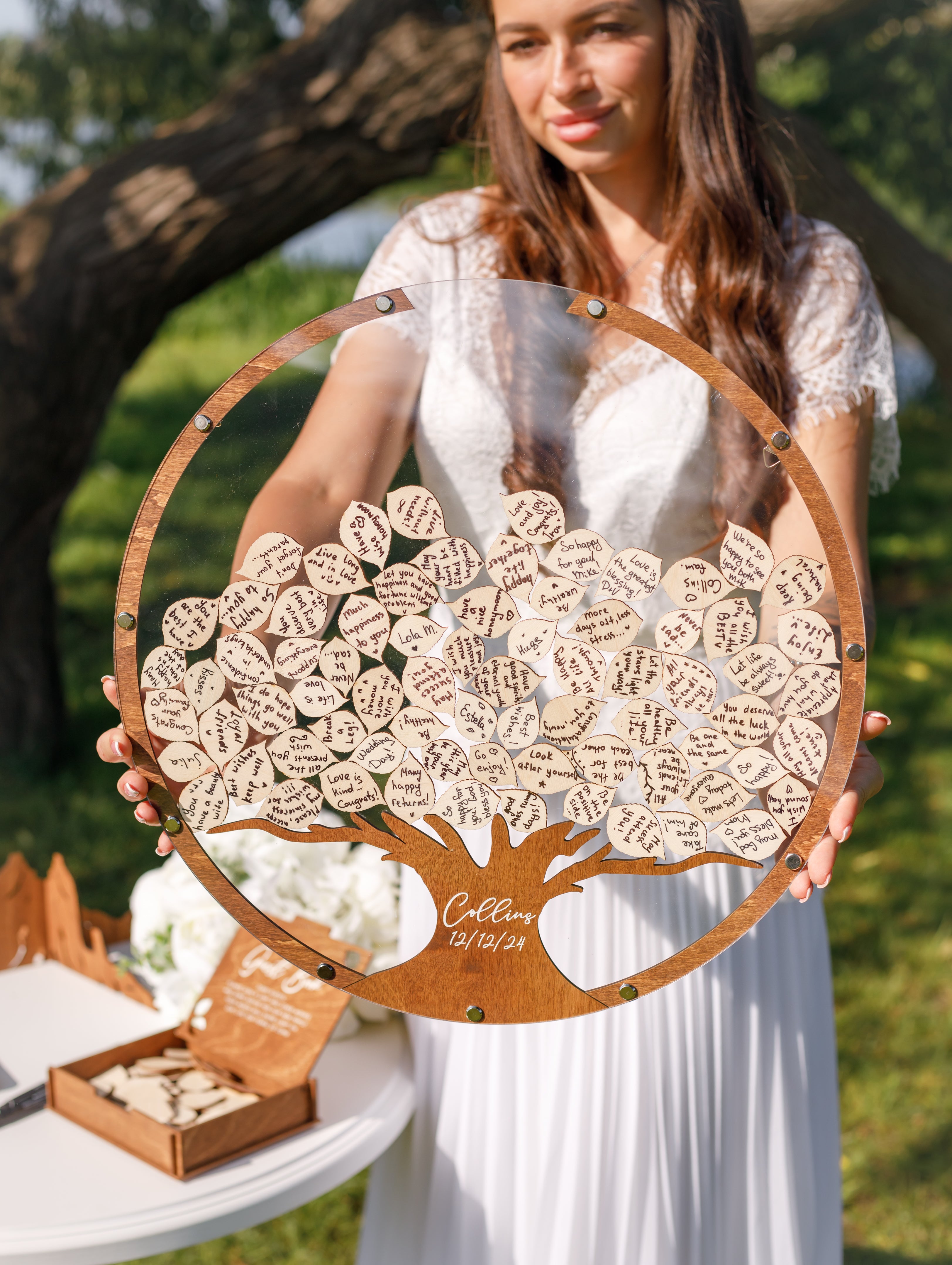 Family Tree Guest Book Wedding - Wedding Guest Book Alternative - Wood